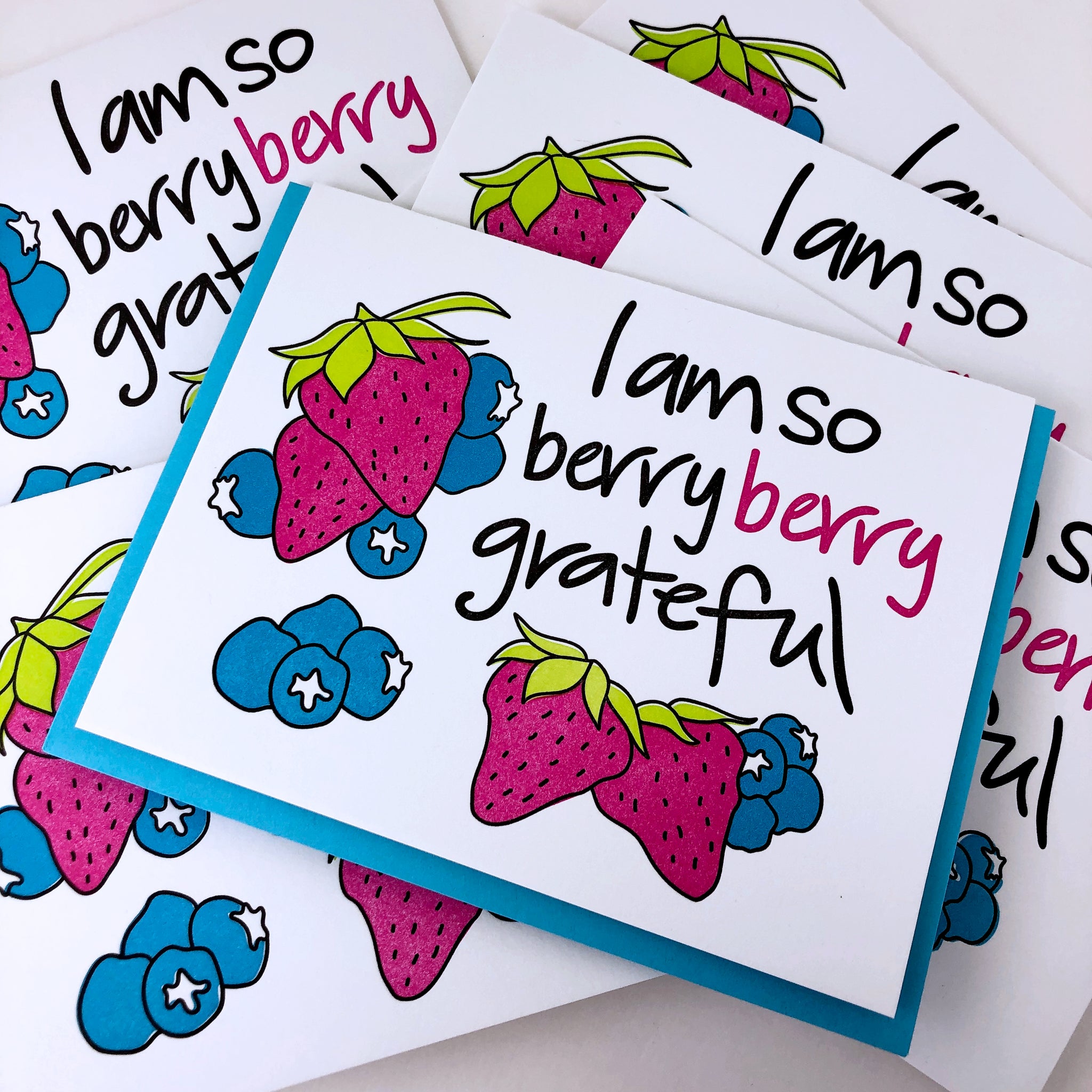 Berry Berry Grateful | Letterpress Funny Thank you Card – Add Pink and ...
