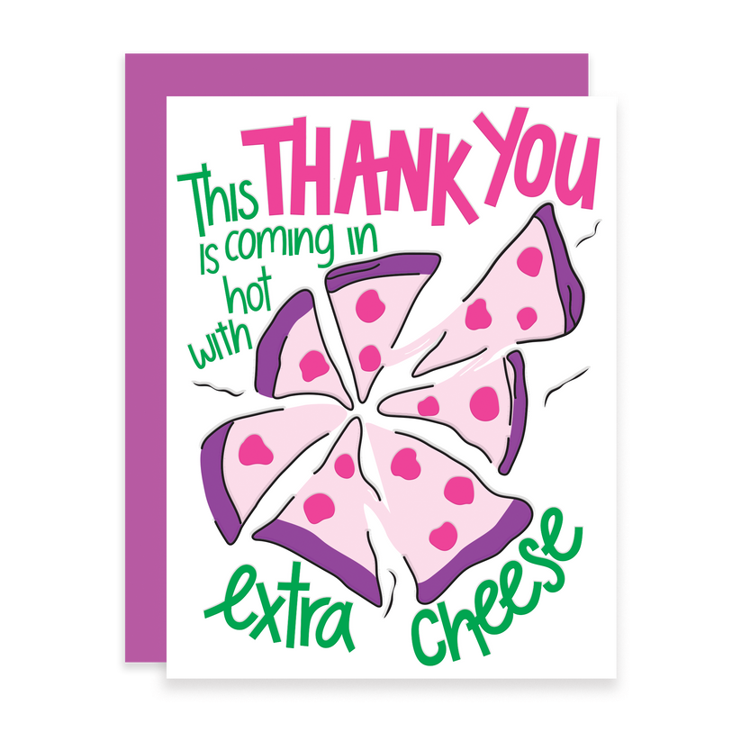 Cheesy Thank You, Letterpress Greeting Card – Add Pink and Stir Stationery