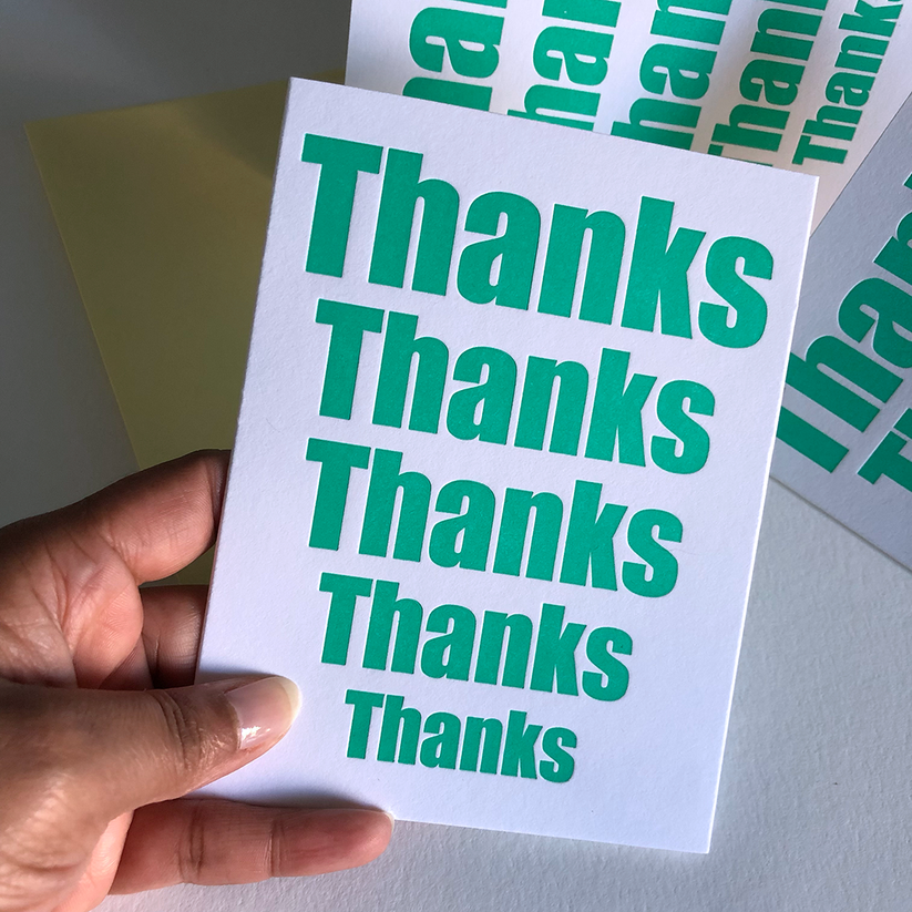 Multiple Thanks | Letterpress Greeting Card – Add Pink and Stir Stationery
