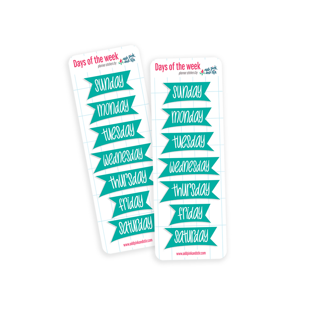 Weekly Planner Sticker Set | Days of the Week Sticker Kit – Add Pink ...